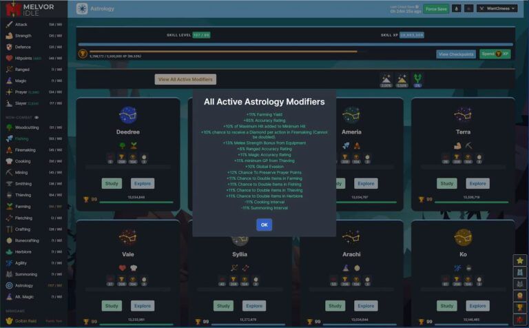 Melvor Idle Astrology Modifiers Guide - Lawod