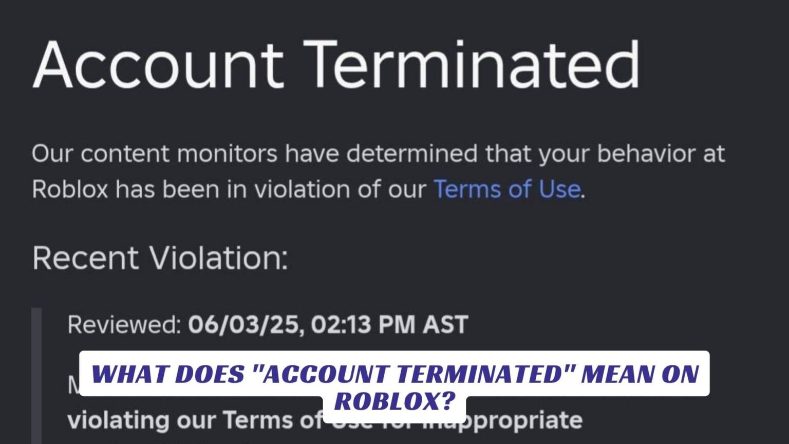 What Does "Account Terminated" Mean On Roblox? - Lawod